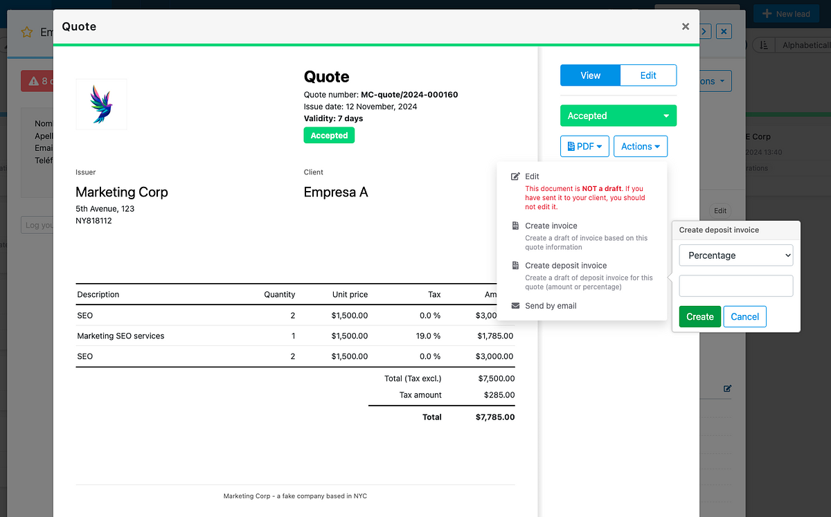 Create Stunning Quotes & Sales Invoices with noCRM